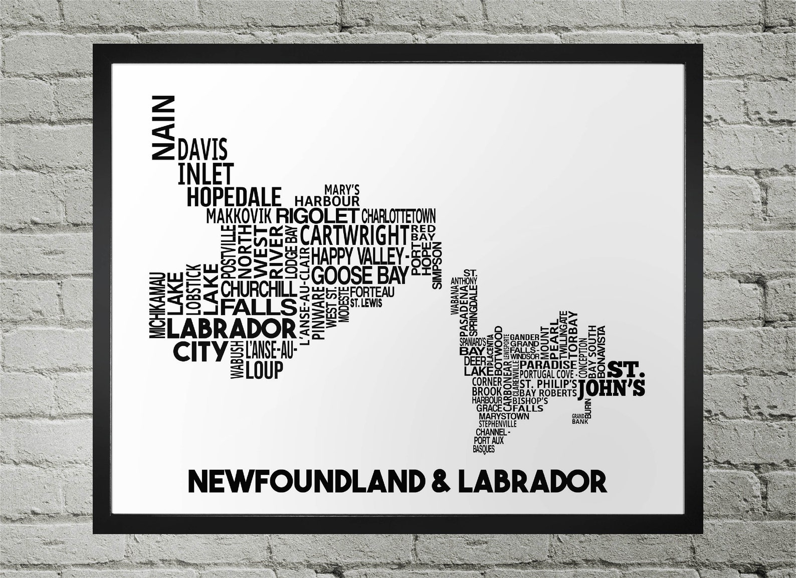 Newfoundland and Labrador Cities Typography Map Print - Etsy Canada