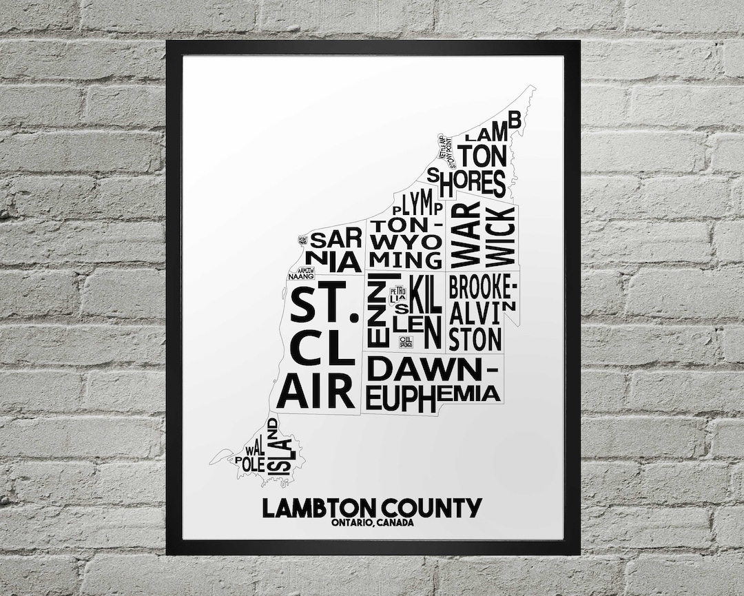 Lambton County Municipalities City Map Print | Handmade | Lambton ...