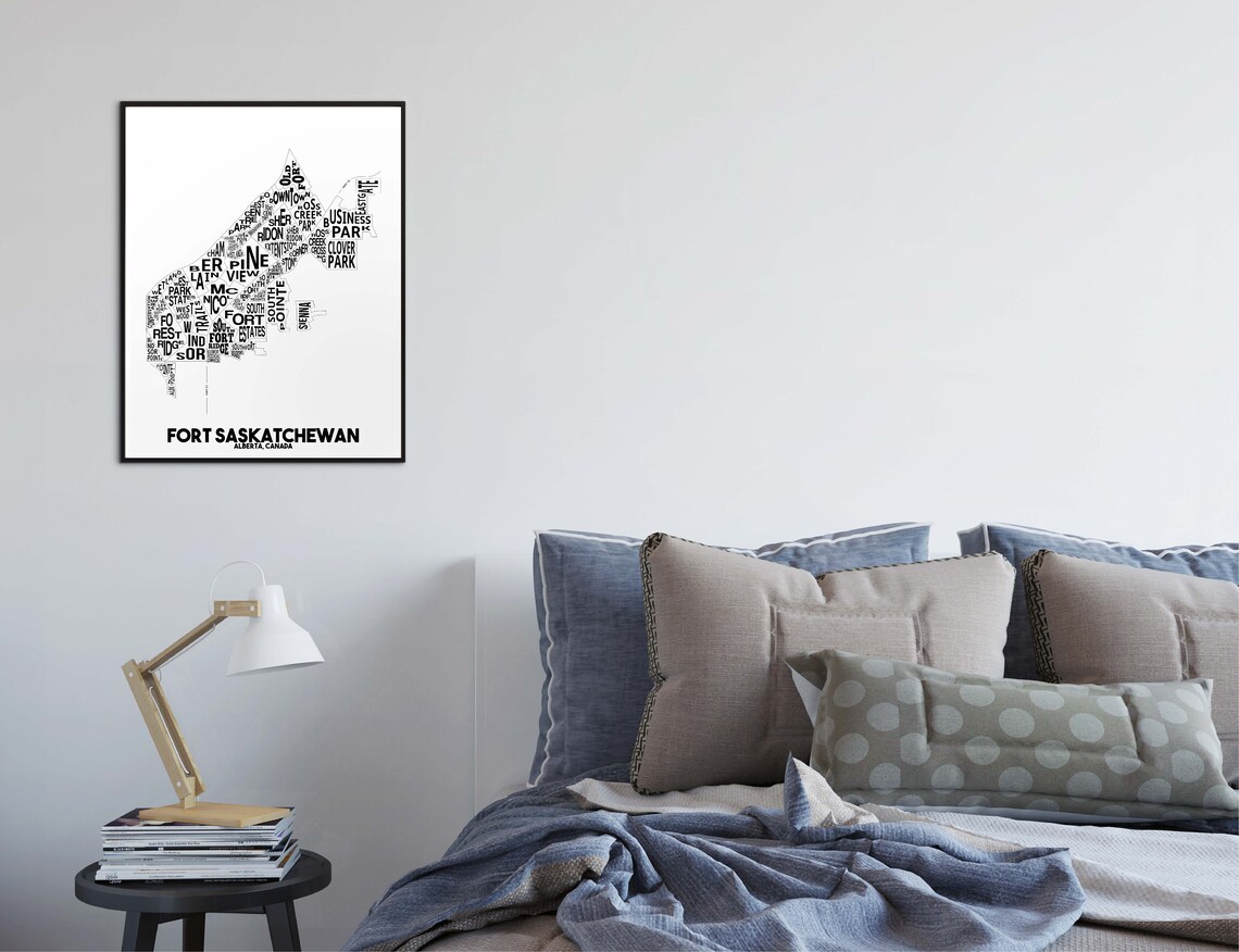 Fort Saskatchewan Neighbourhood City Map Print | Handmade | Fort ...