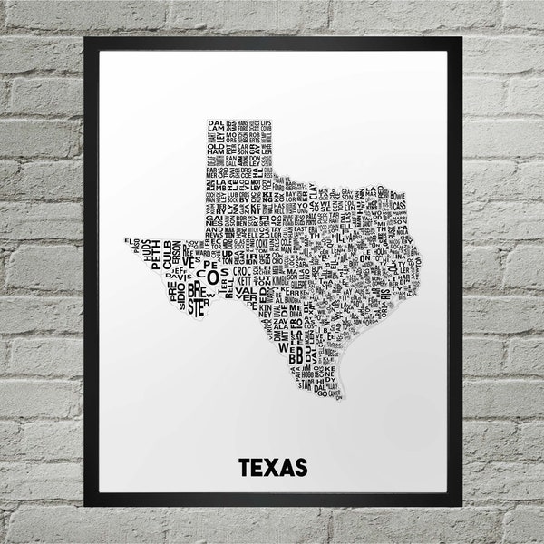 Texas Map Print - Etsy