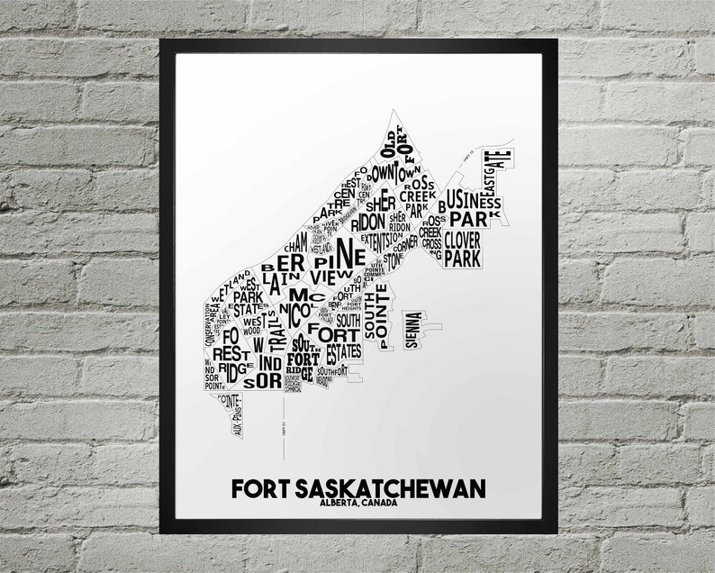 Fort Saskatchewan Neighbourhood City Map Print Handmade - Etsy