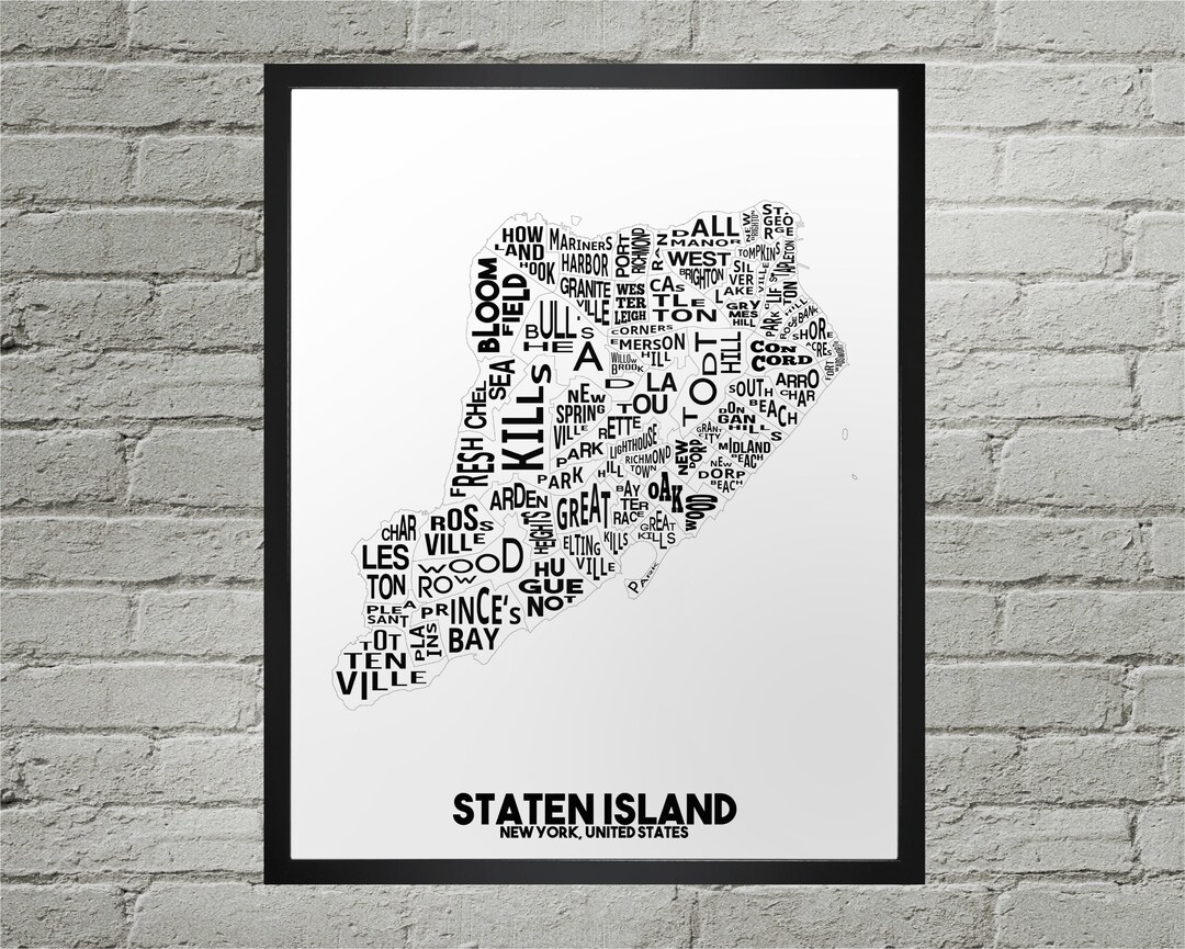 Staten Island Neighborhood City Map Print | Handmade | Staten Island ...