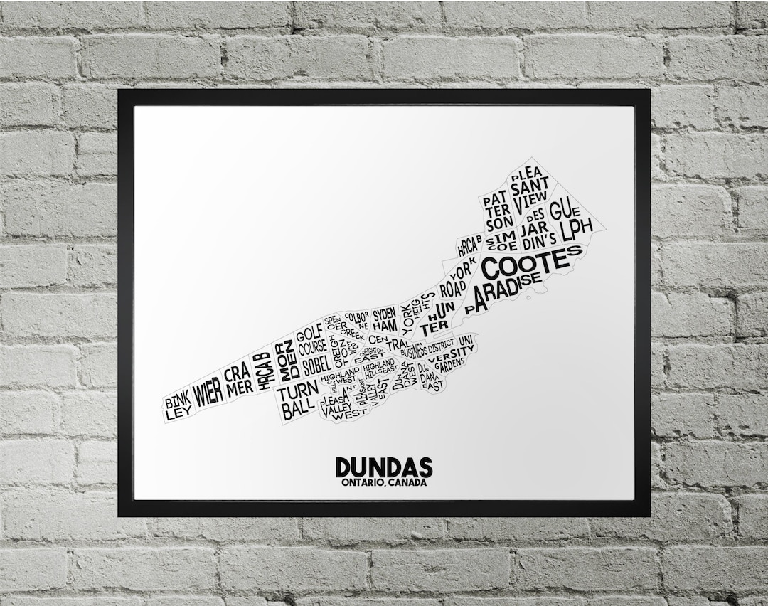 Dundas Neighbourhood City Map Print | Handmade | Dundas Ontario Map ...