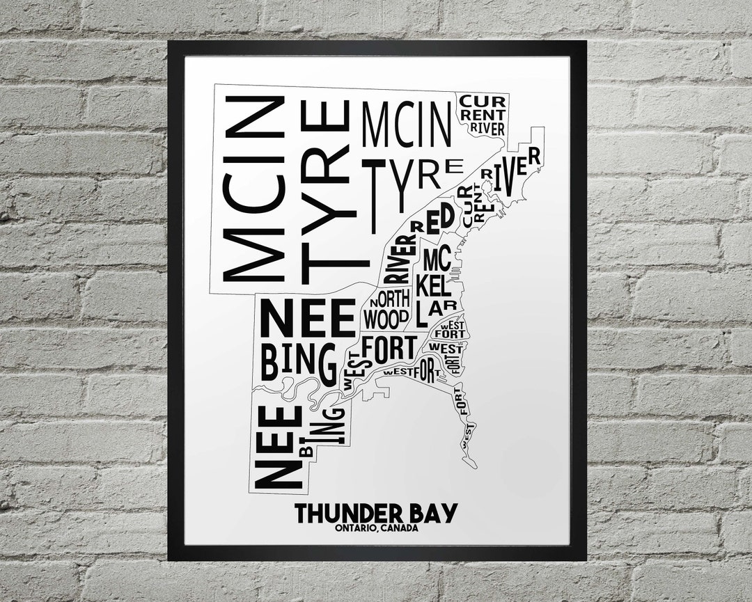 Thunder Bay Neighbourhood City Map Print | Handmade | Thunder Bay ...