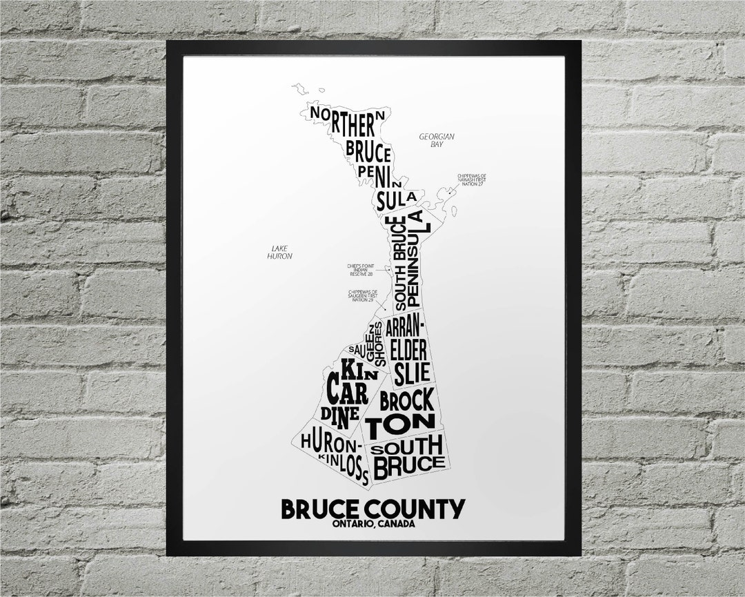 Bruce County Municipalities City Map Print | Handmade | Bruce County ...