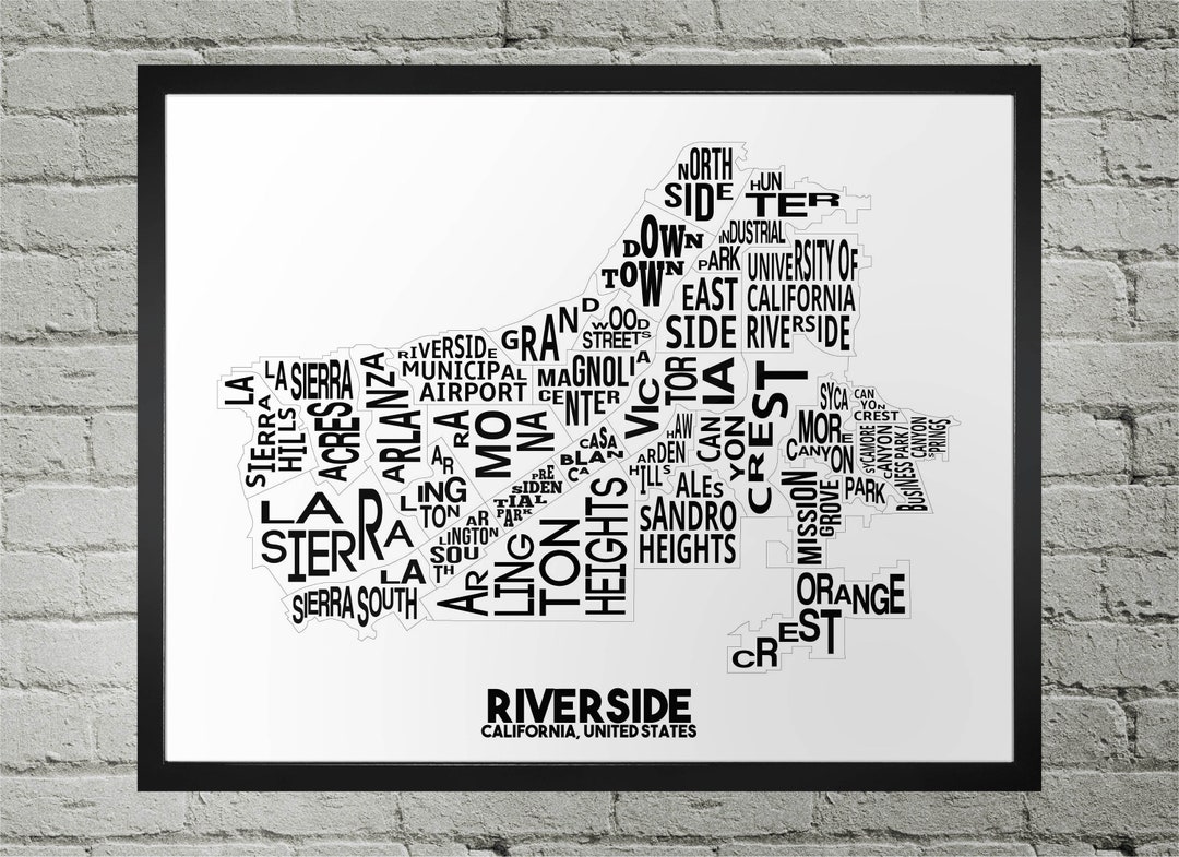Riverside Neighborhood City Map Print Handmade Riverside - Etsy