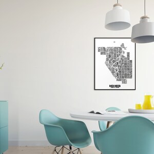 Red Deer Neighbourhood City Map Print | Handmade | Red Deer Alberta Map ...