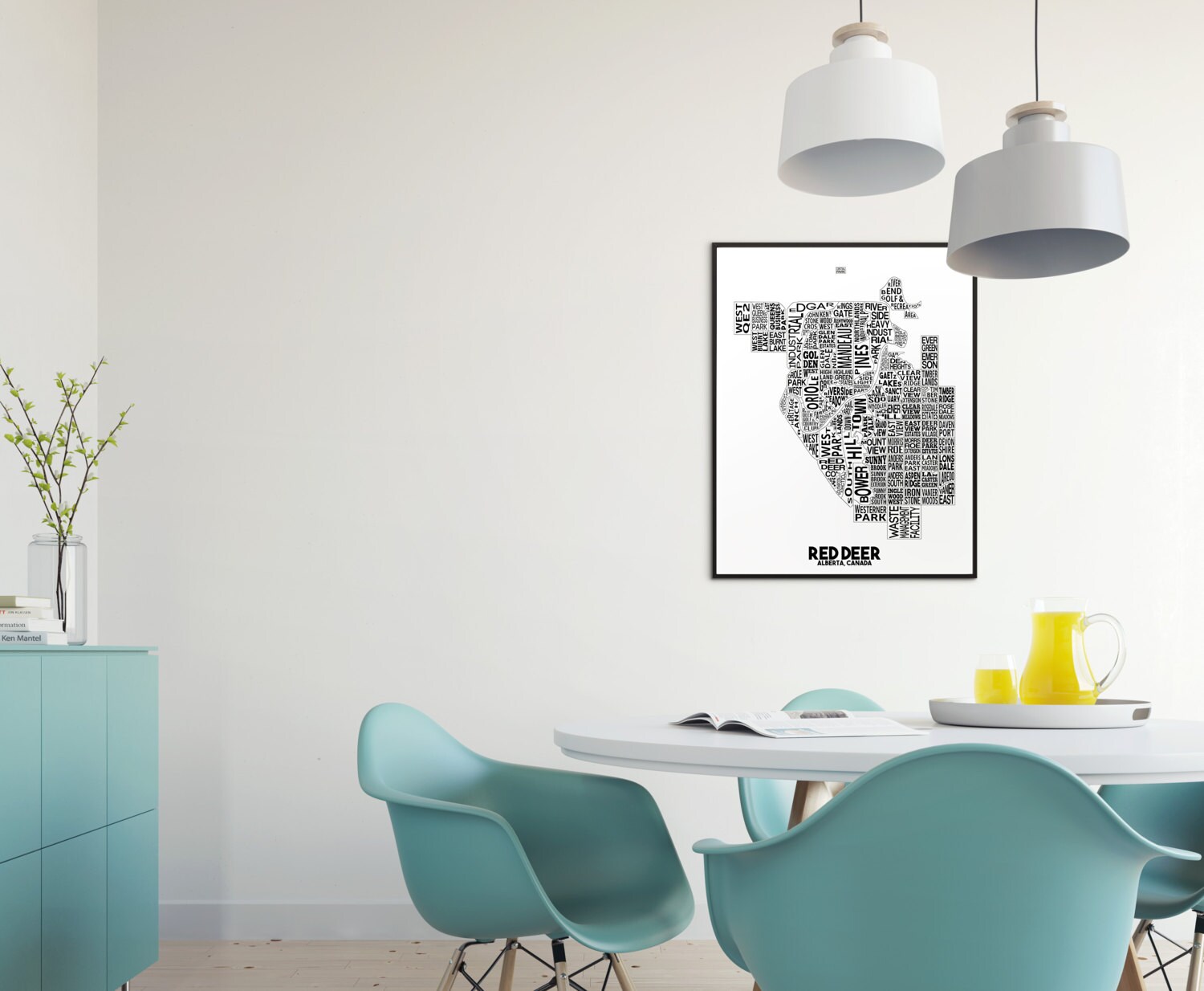 Red Deer Neighbourhood City Map Print | Handmade | Red Deer Alberta Map ...