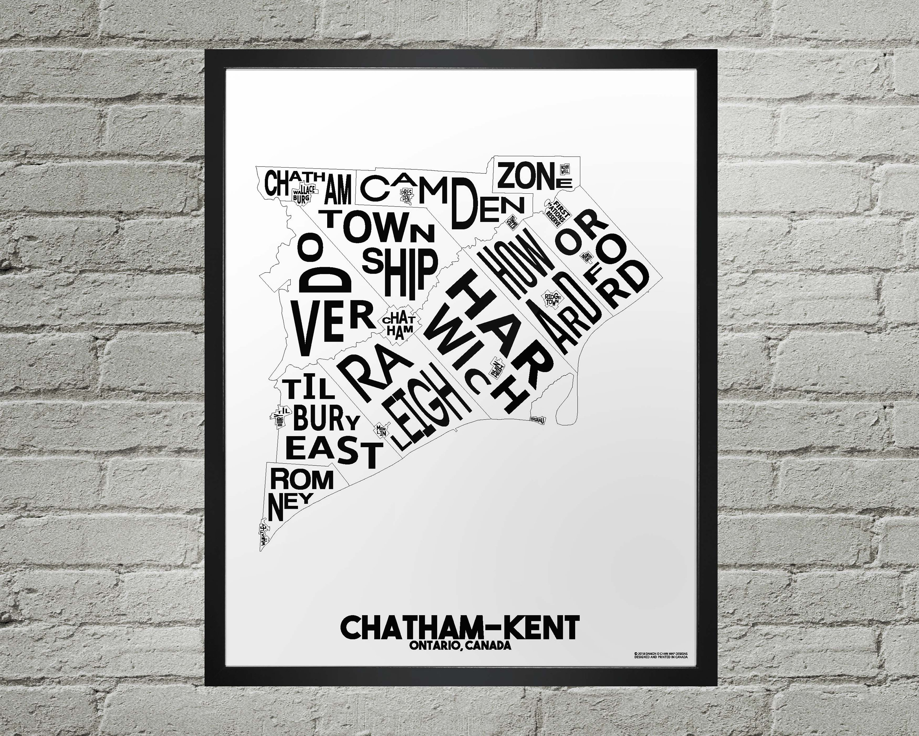 Chatham-kent County Map Print Handmade Chatham-kent - Etsy Canada