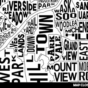 Red Deer Neighbourhood City Map Print | Handmade | Red Deer Alberta Map ...