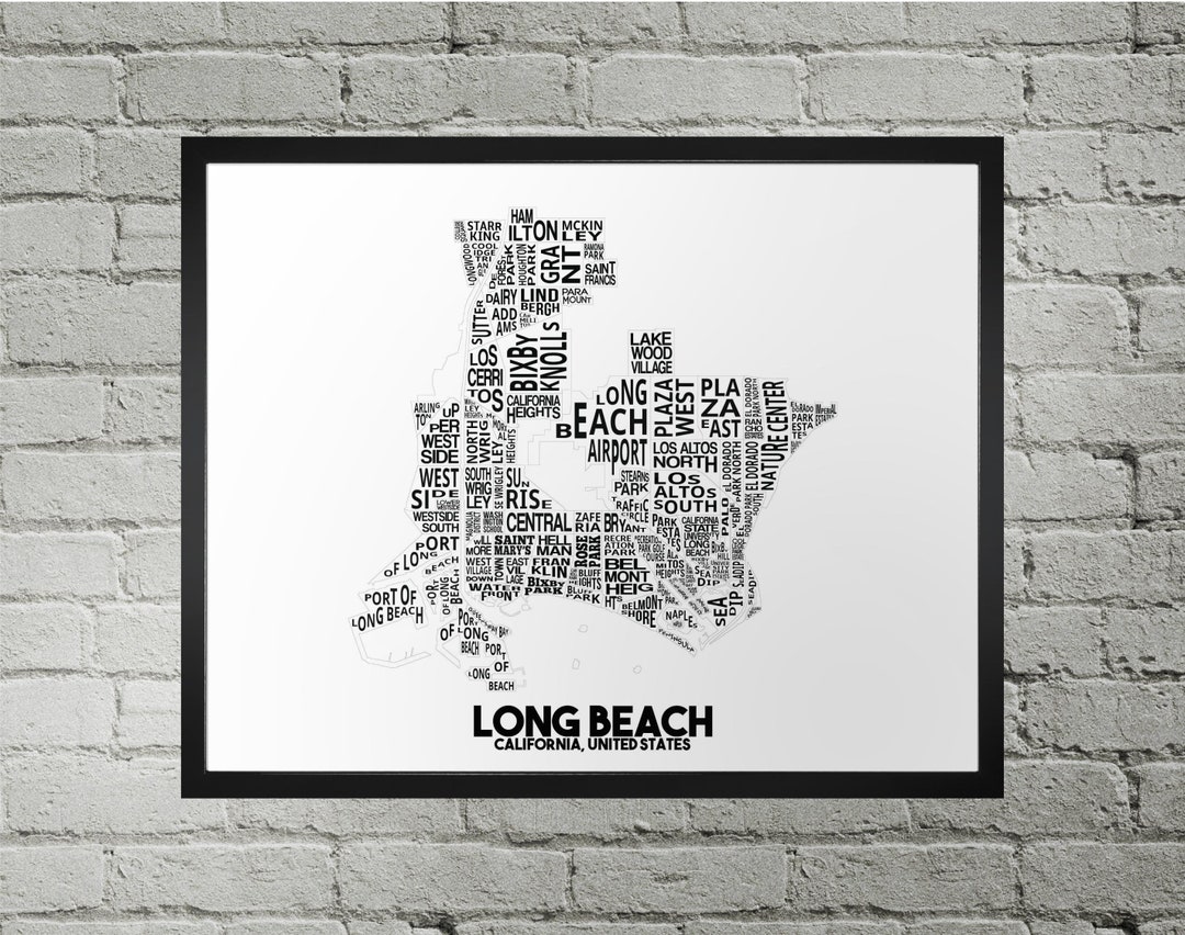 Long Beach Neighborhood City Map Print | Handmade | Long Beach ...