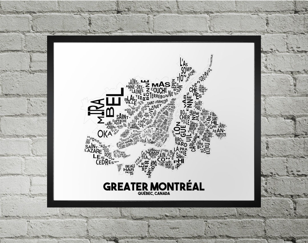 Greater Montreal Neighbourhood City Map Print | Handmade | Greater ...