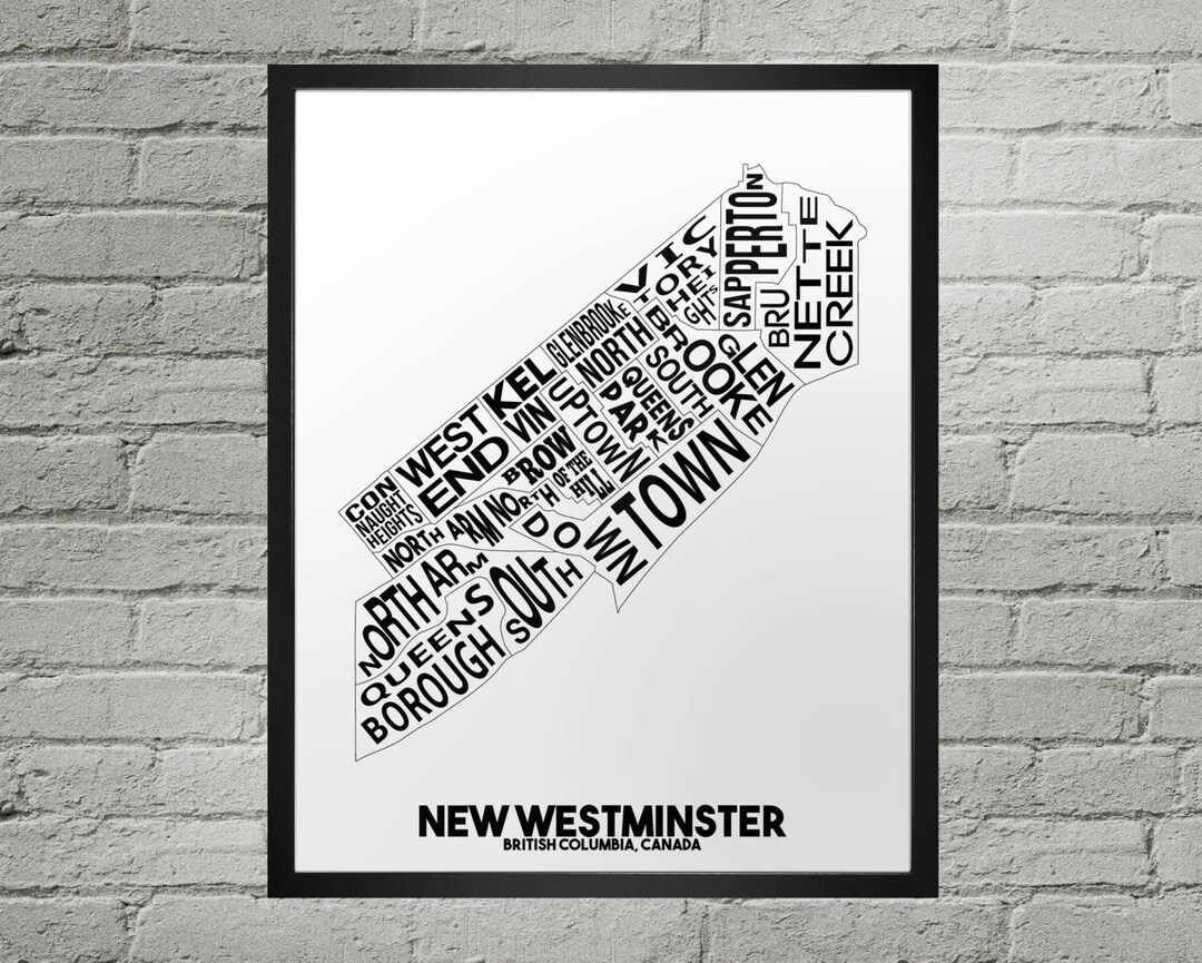New Westminster Neighbourhood City Map Print | Handmade | New ...