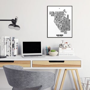 Red Deer Neighbourhood City Map Print | Handmade | Red Deer Alberta Map ...