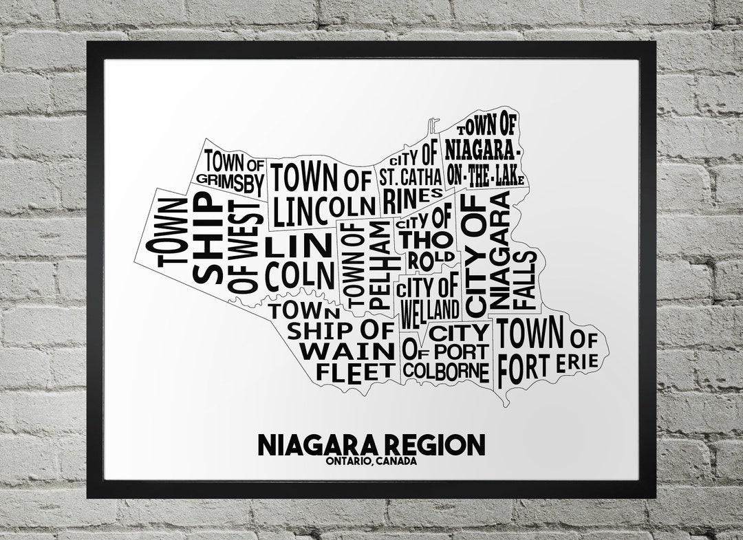 Niagara Region City Map Print Handmade Niagara Region - Etsy
