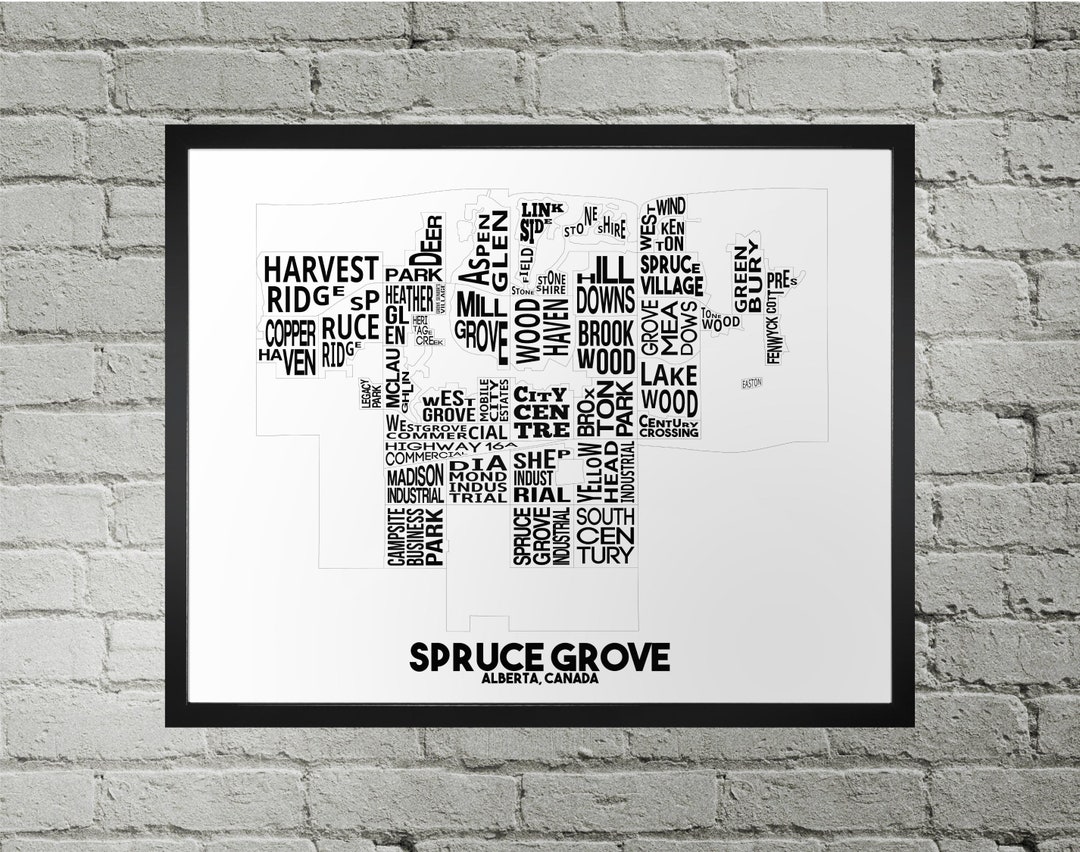 Spruce Grove Neighbourhood City Map Print | Handmade | Spruce Grove ...