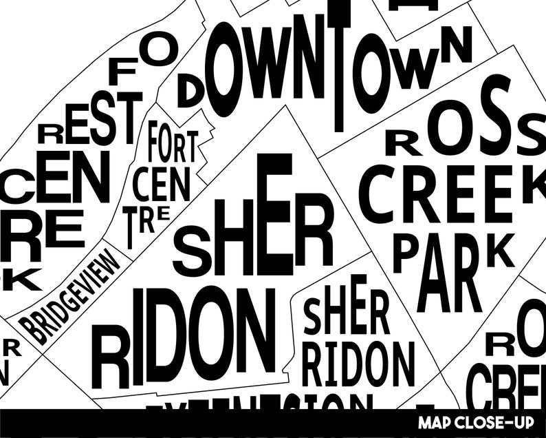 Fort Saskatchewan Neighbourhood City Map Print Handmade - Etsy