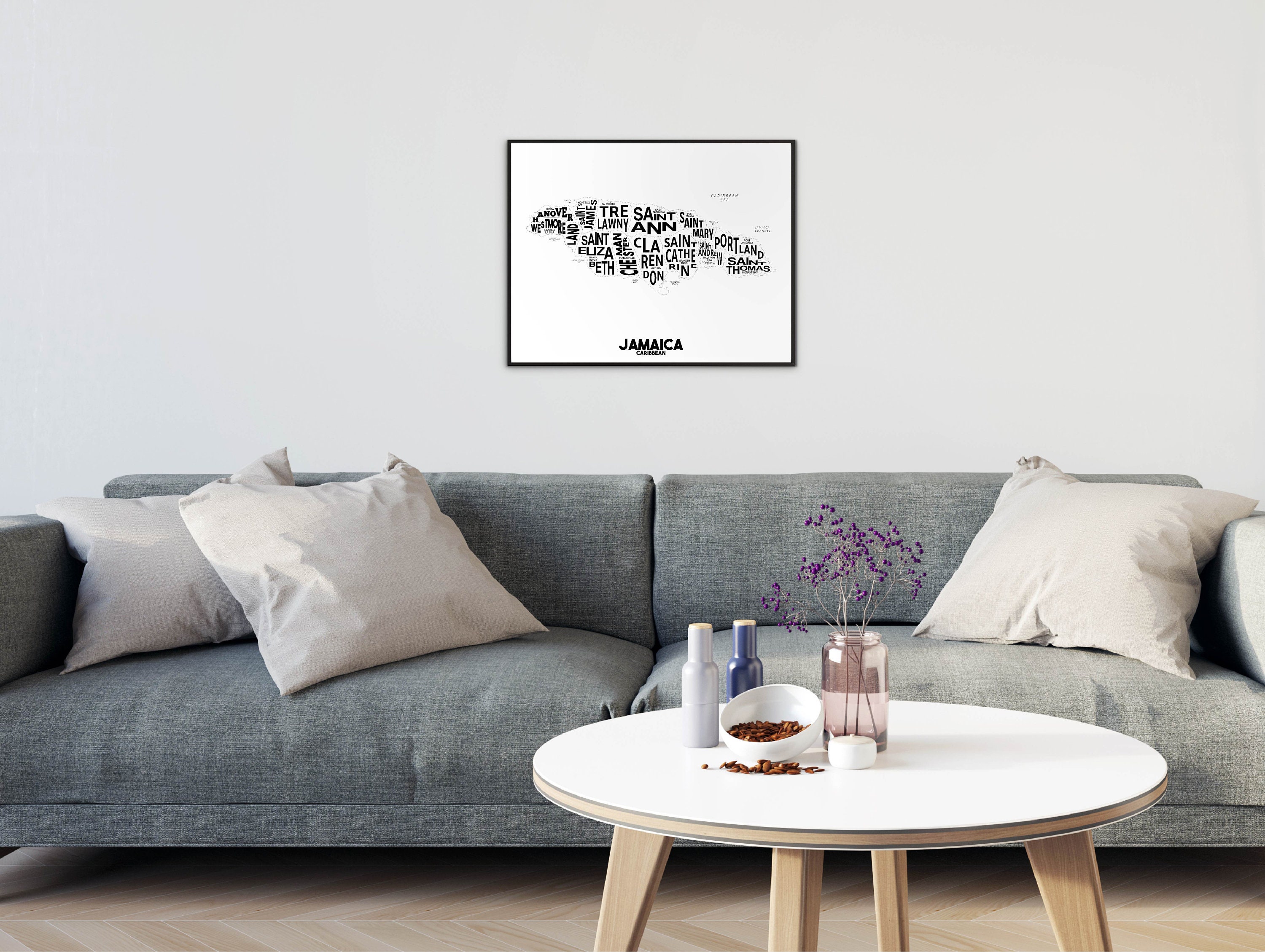 Jamaica Parishes Typography Map Print | Handmade | Jamaica Map ...
