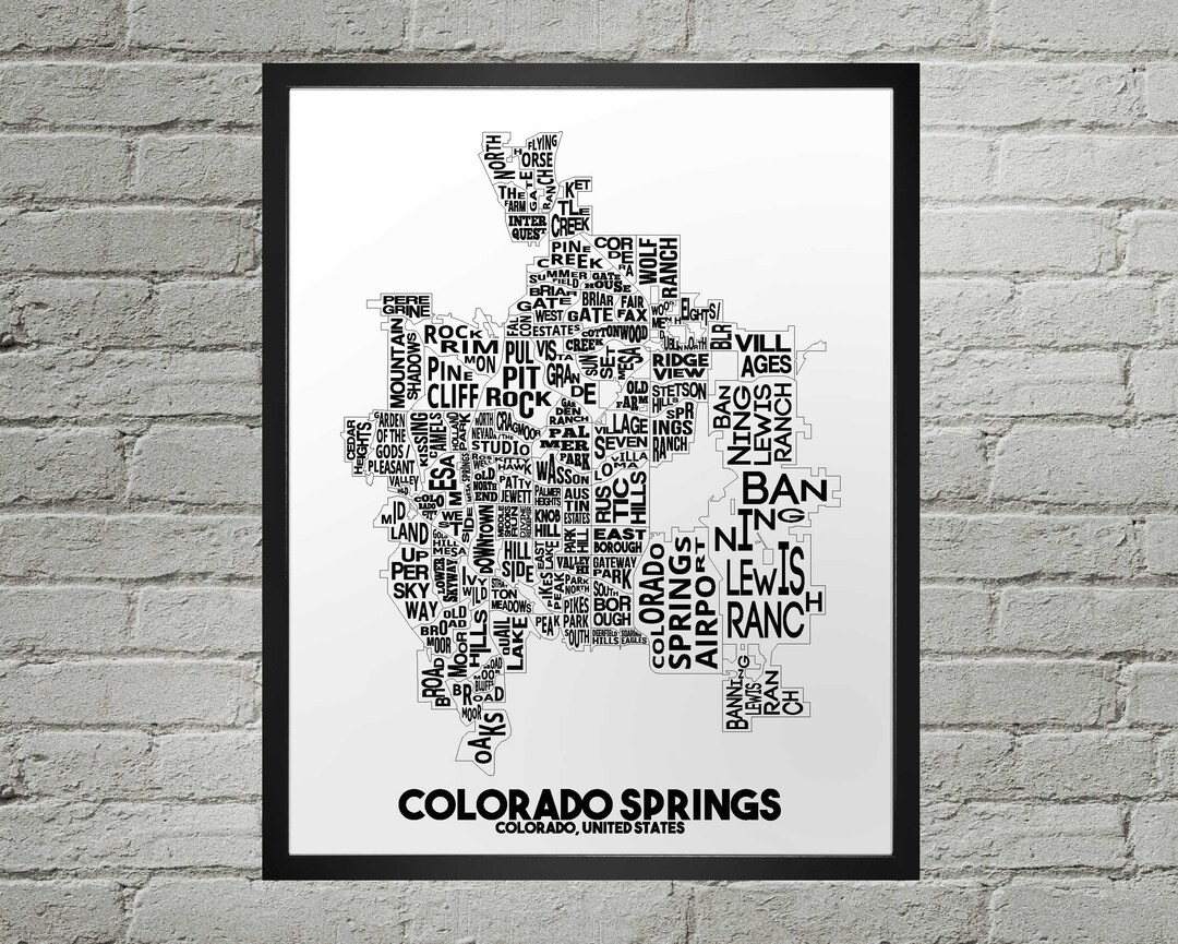 Colorado Springs Neighborhood City Map Print | Handmade | Colorado ...