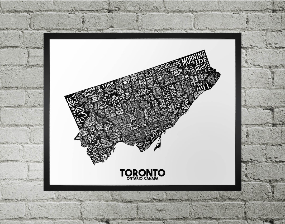Toronto Neighbourhood City Map Print | Handmade | Toronto Ontario Map ...