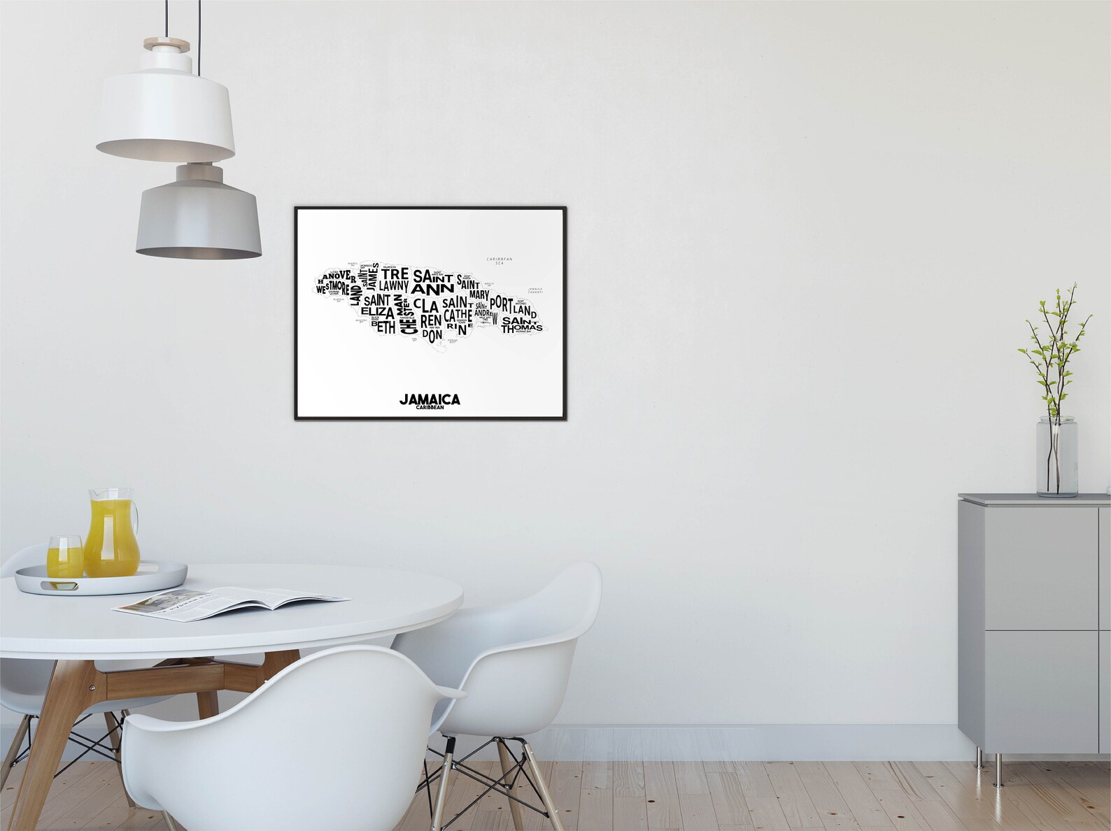Jamaica Parishes Typography Map Print | Handmade | Jamaica Map ...