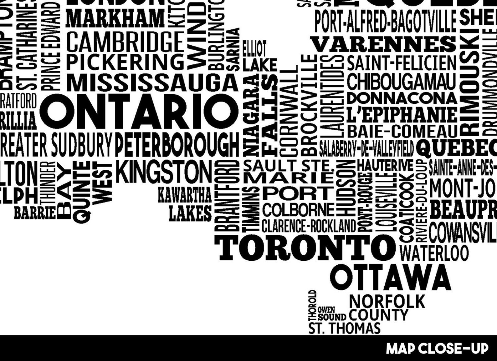 Canada City Typography Map Print Handmade Canada Map - Etsy Canada