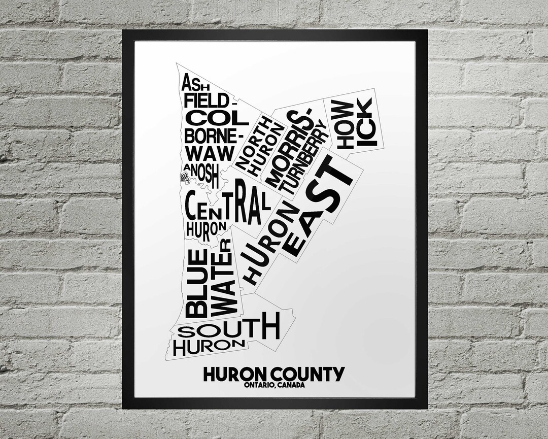 Huron County Municipalities City Map Print | Handmade | Huron County ...