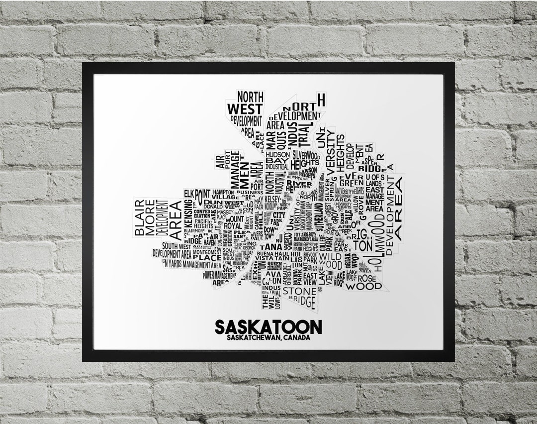 Saskatoon Neighbourhood City Map Print | Handmade | Saskatoon ...