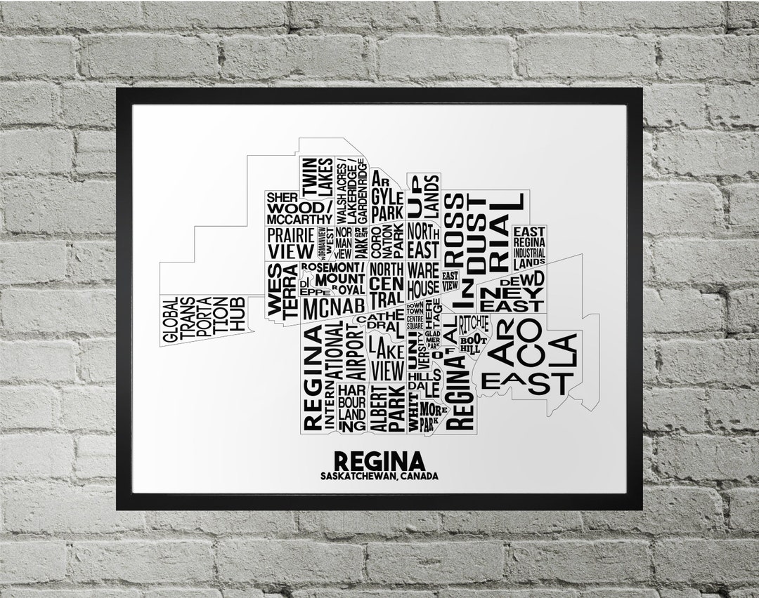 Regina Neighbourhood City Map Print | Handmade | Regina Saskatchewan ...