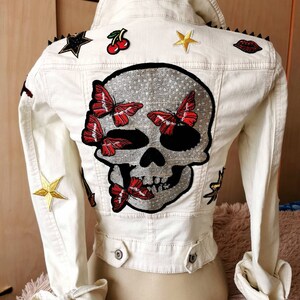 Reworked Denim Custom Cute Women Handmade Beige Jacket - Etsy