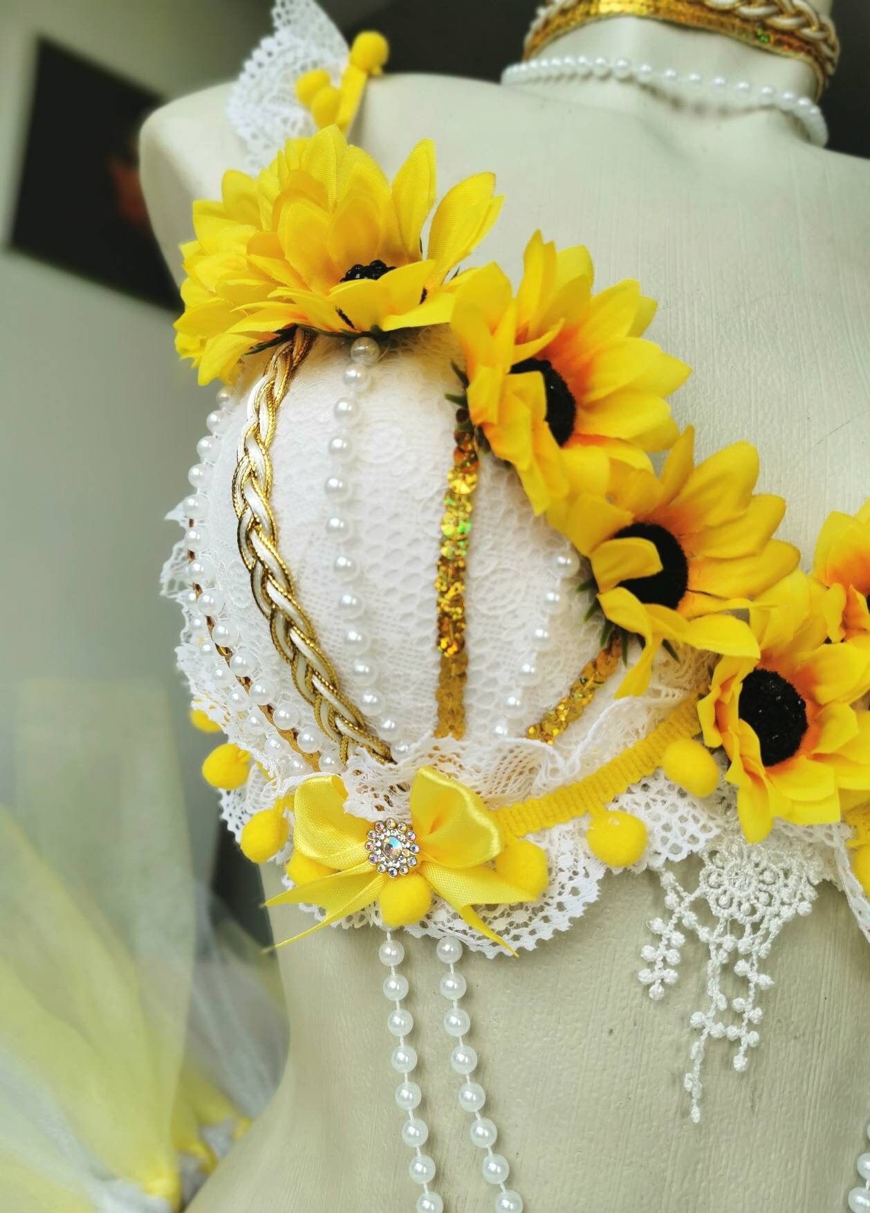 Sunflower Rave Outfit, Rave Bra, Tutu, Fairy Costume, Festival, Custom ...