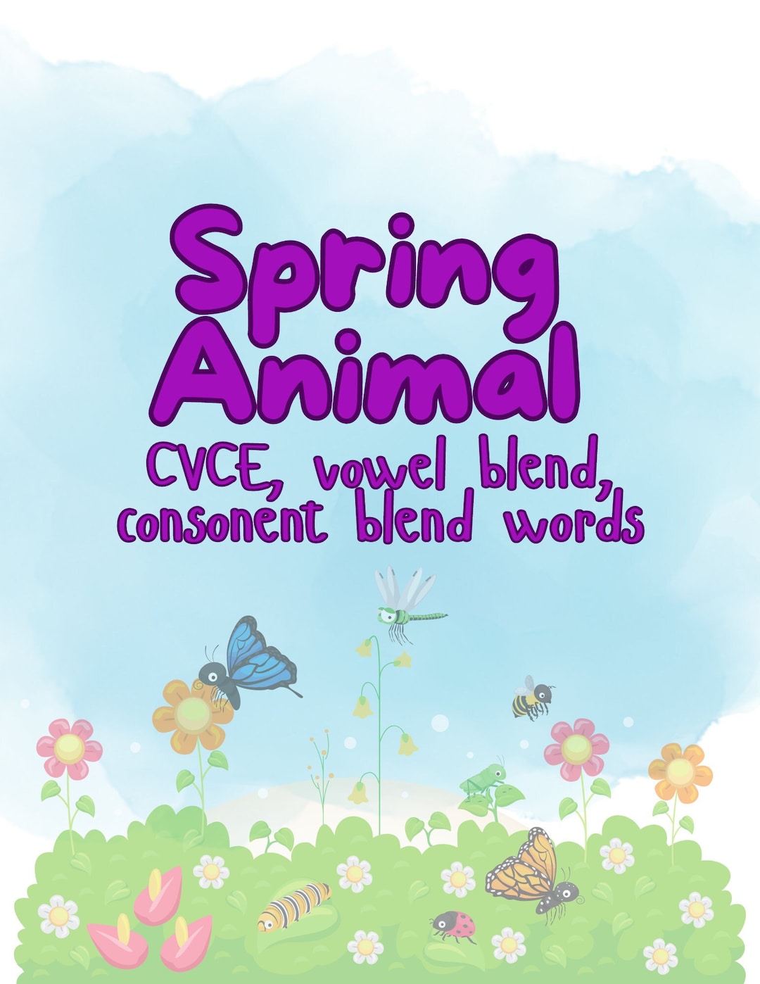 Spring CVCE Flash Cards, Consonant Blend Practice, Sight Word Practice ...