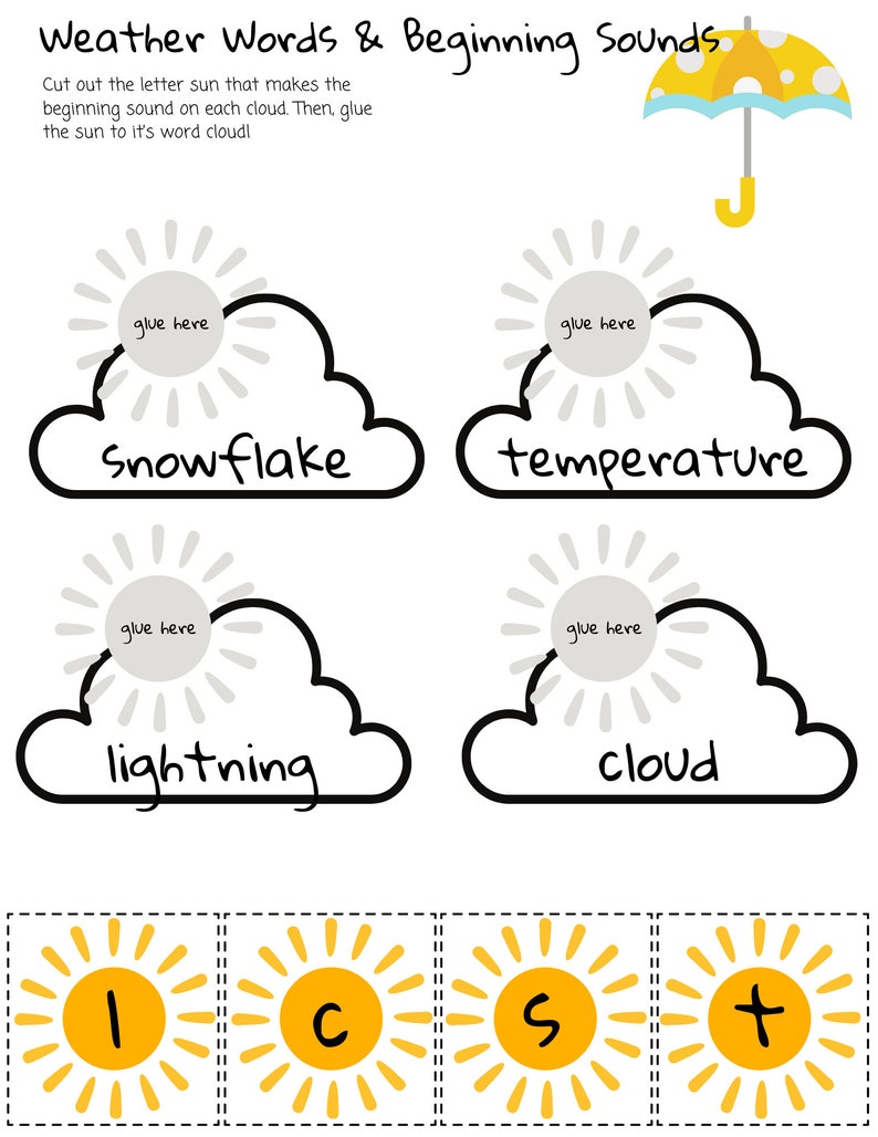 Weather Unit, Weather Studies, Elementary Skill Sheets, Spring Learning ...