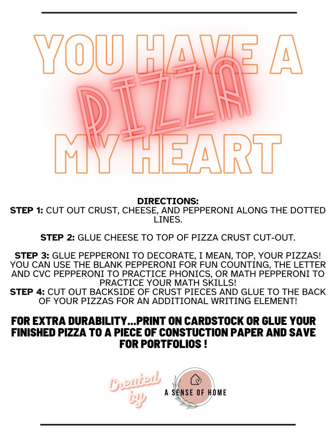 Pizza My Heart Craftivity - Etsy