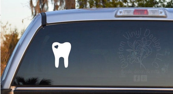 Tooth Decal Tooth With Heart Self Adhesive Vinyl Decal - Etsy
