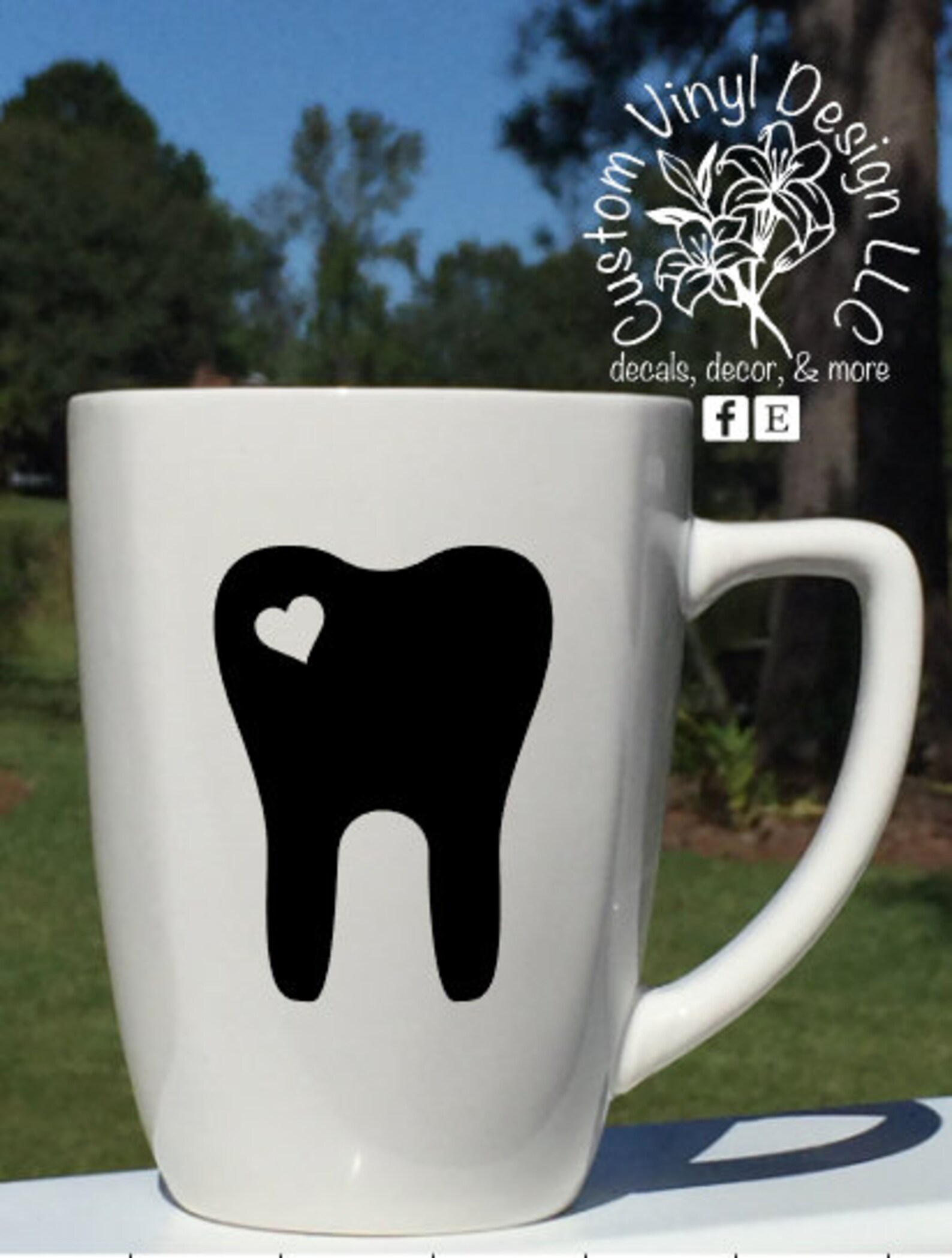 Tooth Decal - Tooth With Heart Self Adhesive Vinyl Decal Sticker ...