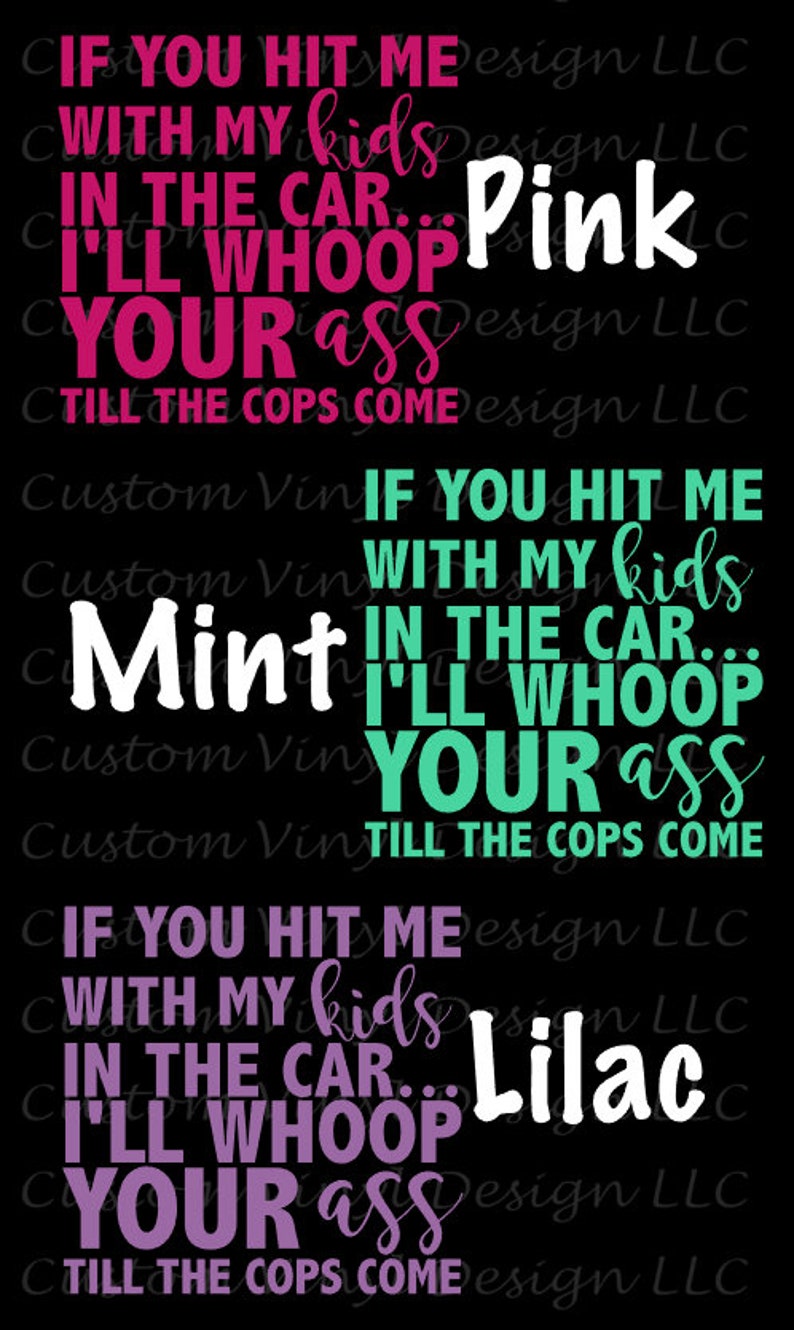 If You Hit Me With My Kids in the Car I'll Whoop Your Ass Till the Cops ...
