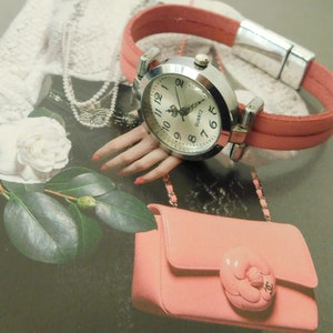 Women's Watch With Leather Band, Pastel Pink Color. Watch for Women ...