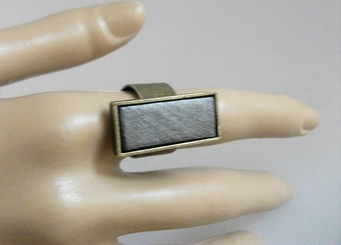 Unisex Adjustable Ring Aged Bronze and Old Silver Leather - Etsy