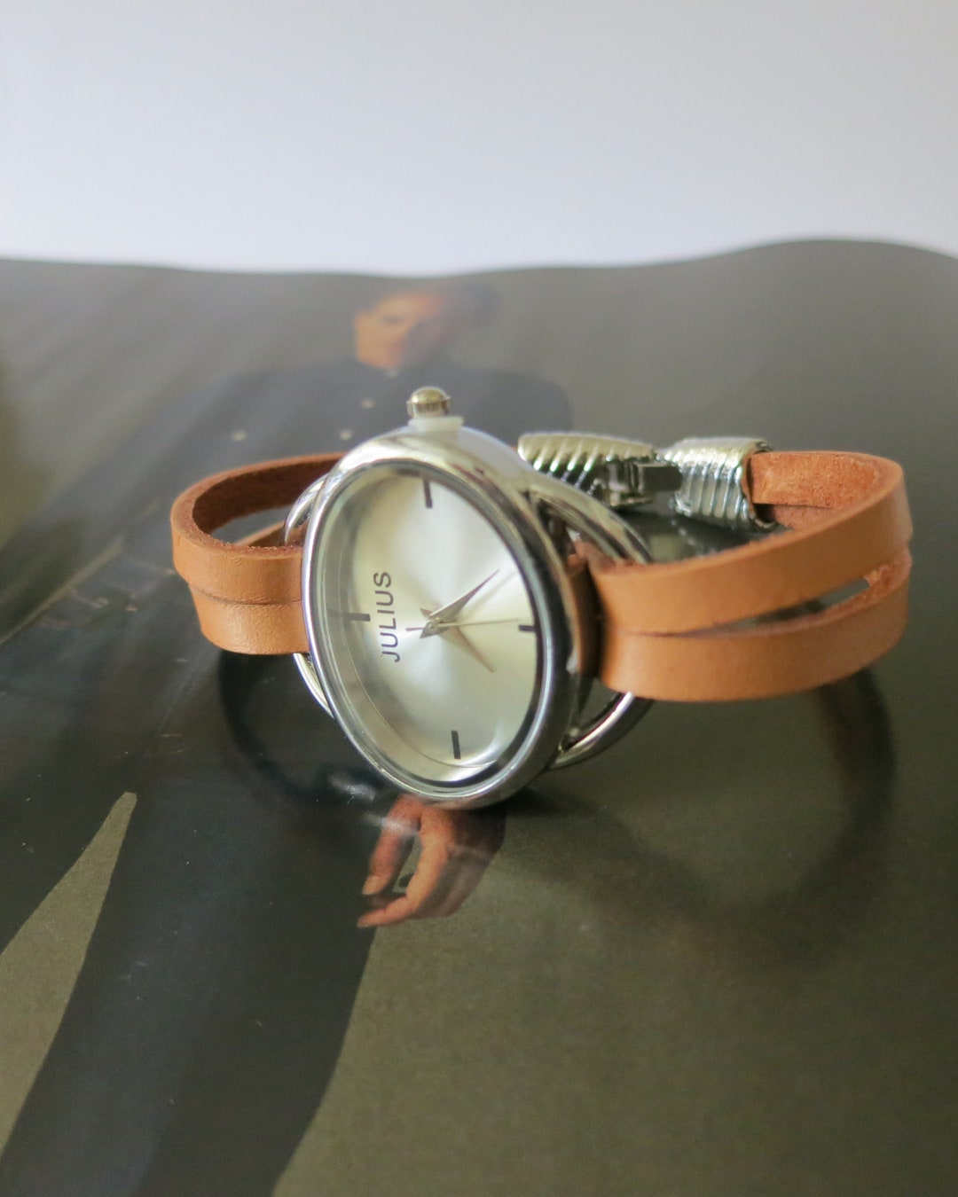 Oval Silver Plated Watch: Custom Size Leather Band, Jusal08 Design - Etsy