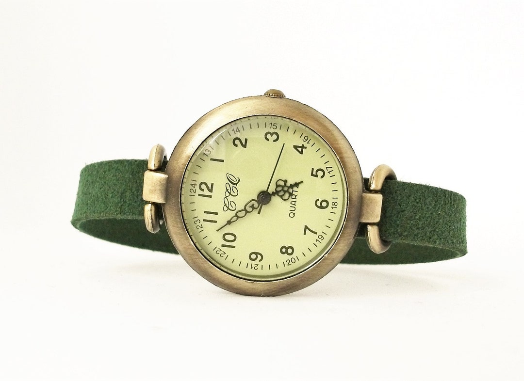 Unisex Wrist Watch, Dark Green Strap Watch, Casual Watch, Retro ...
