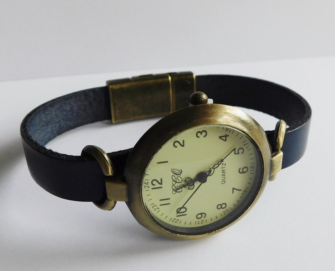Watch for Women With Navy Blue Leather Band. Women's Leather Wristwatch ...