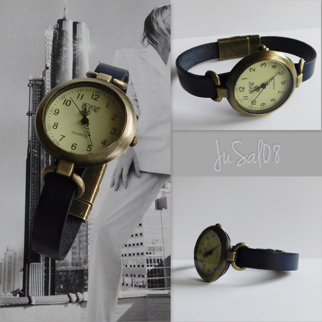 Watch for Women With Navy Blue Leather Band. Women's Leather Wristwatch ...