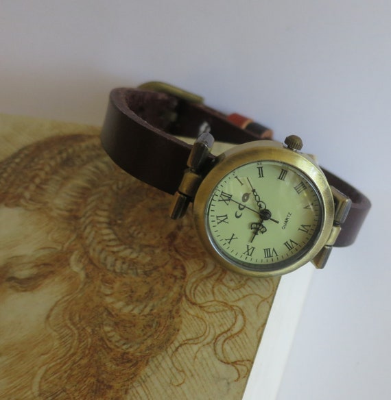 Women's watch with leather band. Leather band watch for | Etsy