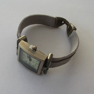 Elegant Square Watch, Retro Minimalist Style Unisex Watch, Aged Bronze ...