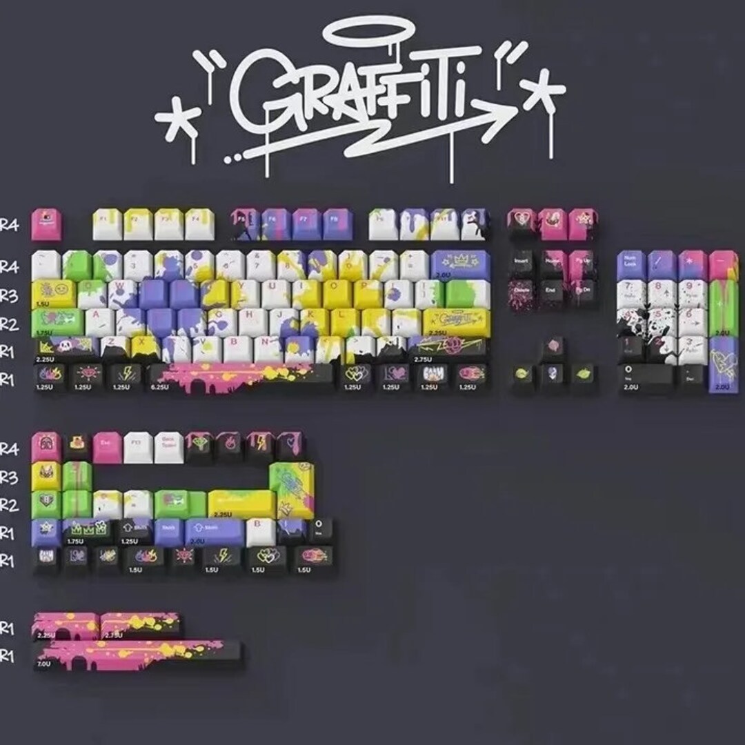 141 Keys Chreey Keycaps Graffiti Keycap for Alice Key Cap Sublimation ...