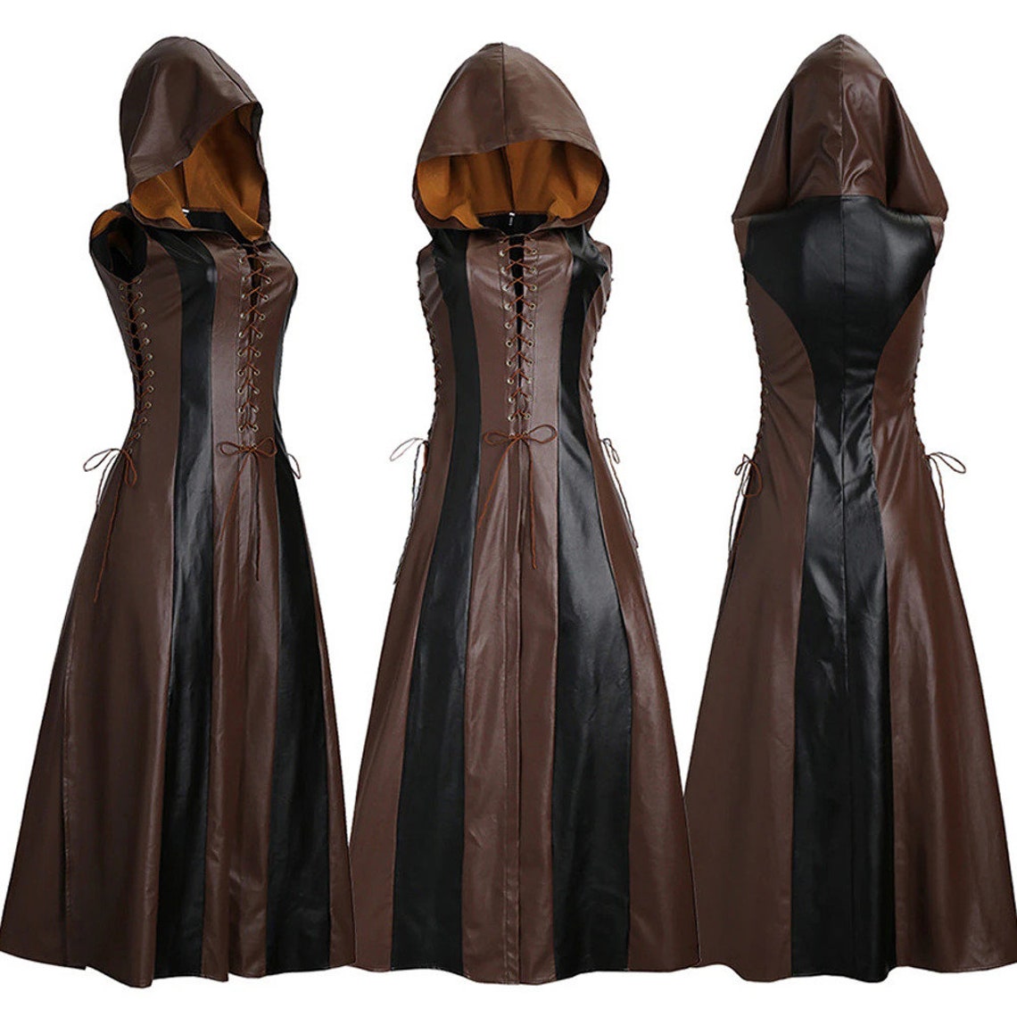 Female Medieval Assassins Costume Creed Leather Long Dress Medieval ...
