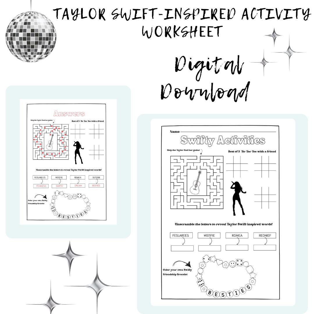 Taylor Swift-inspired Activity Worksheet - Etsy