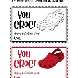 You CROC Valentine’s Day Printable Cards + Coloring Pages - Etsy
