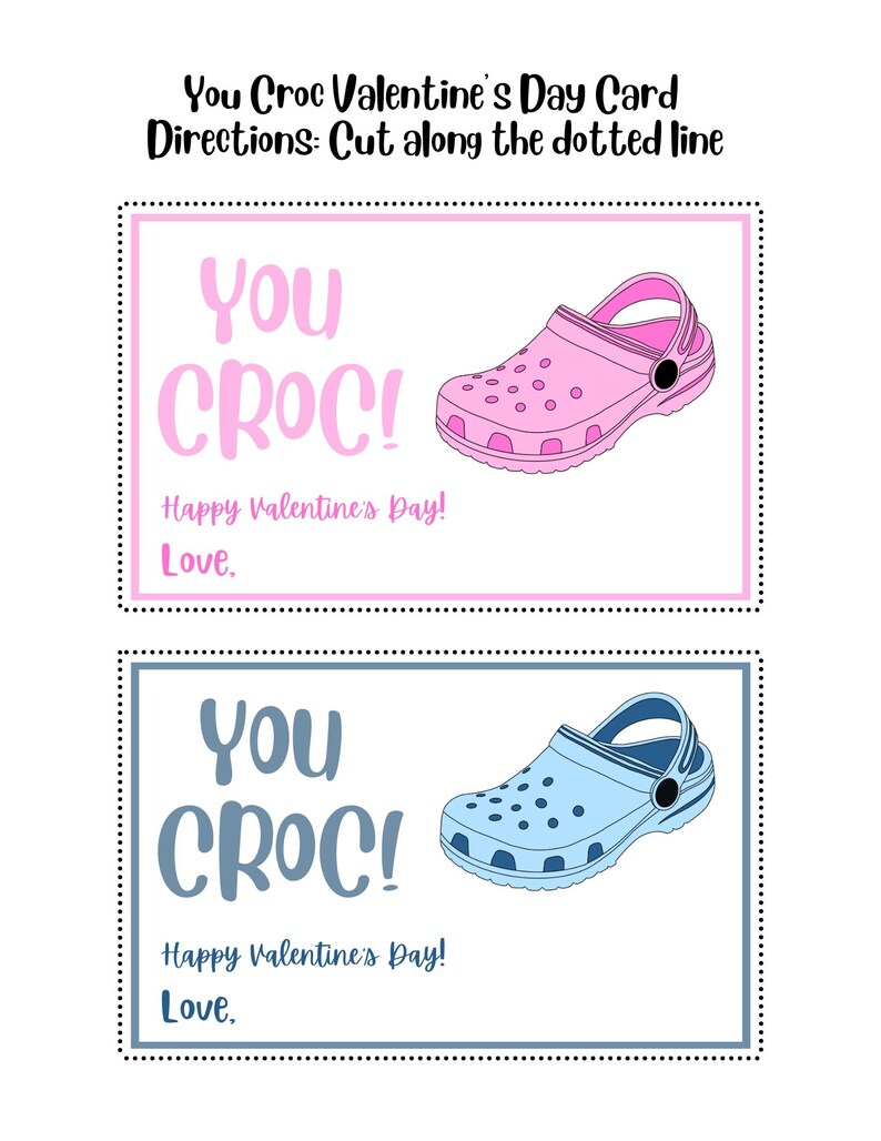You CROC Valentine’s Day Printable Cards + Coloring Pages - Etsy